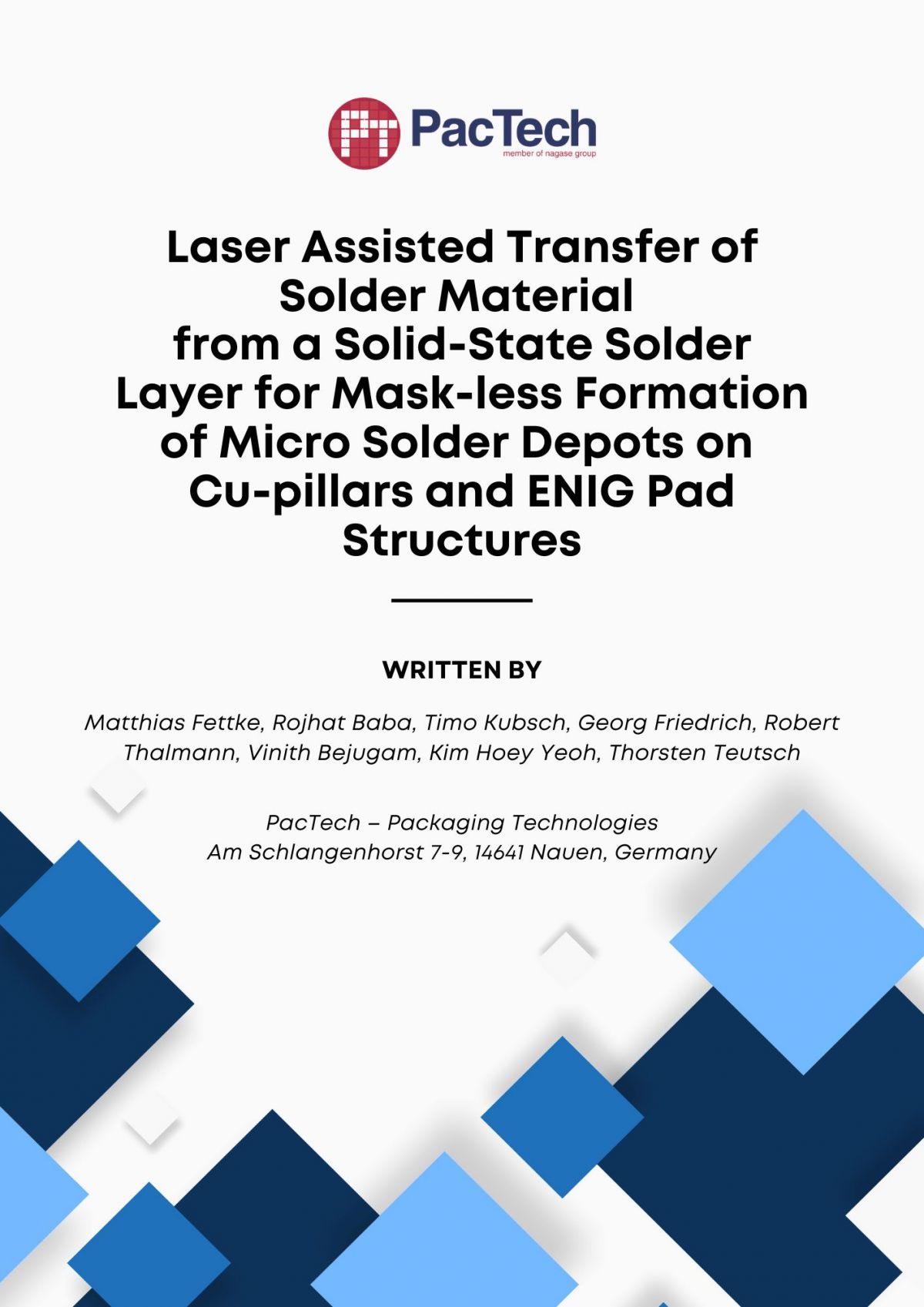 Laser Assisted Transfer of Solder Material from Solid-State Solder Layer